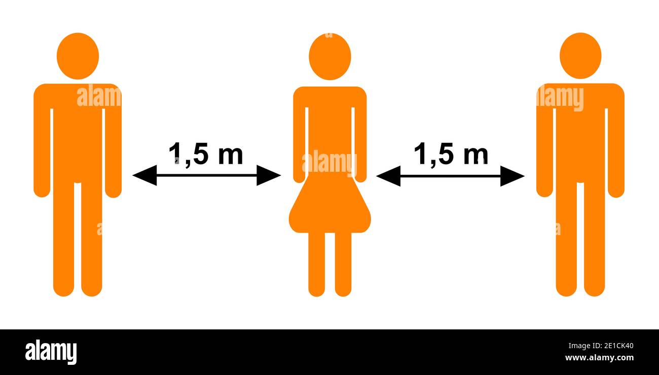 Safety distance between people, symbolic representation in an ...
