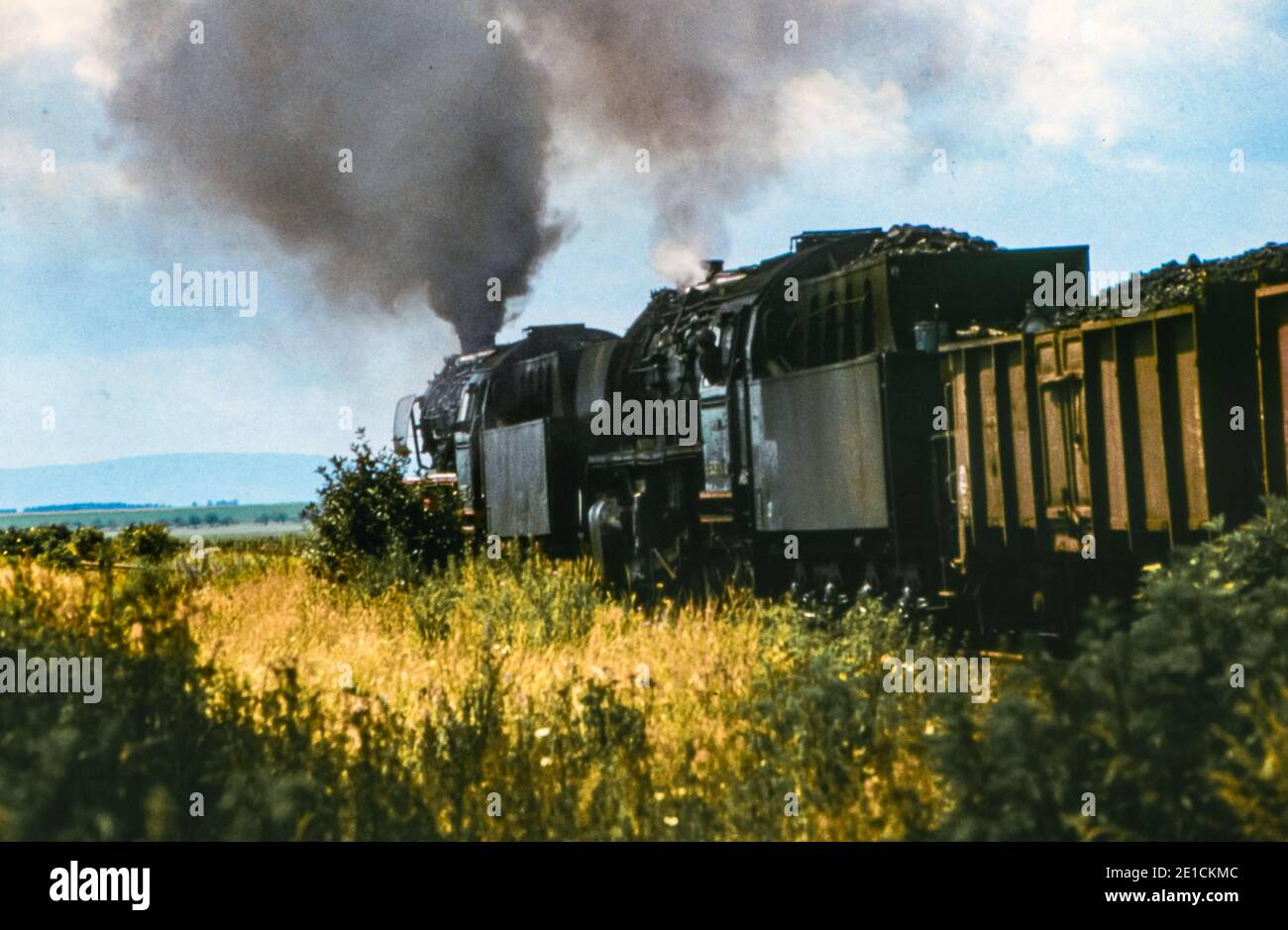 Two Class 50 35 Freight Locomotives With A Heavy Freight Train Near ...