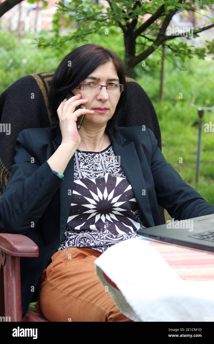 busy business woman work Stock Photo - Alamy