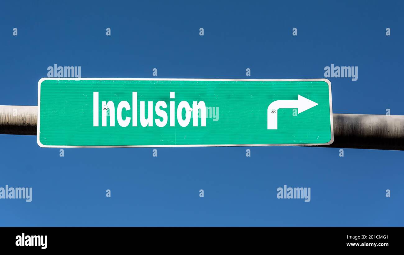 Street Sign the Direction Way to Inclusion Stock Photo - Alamy