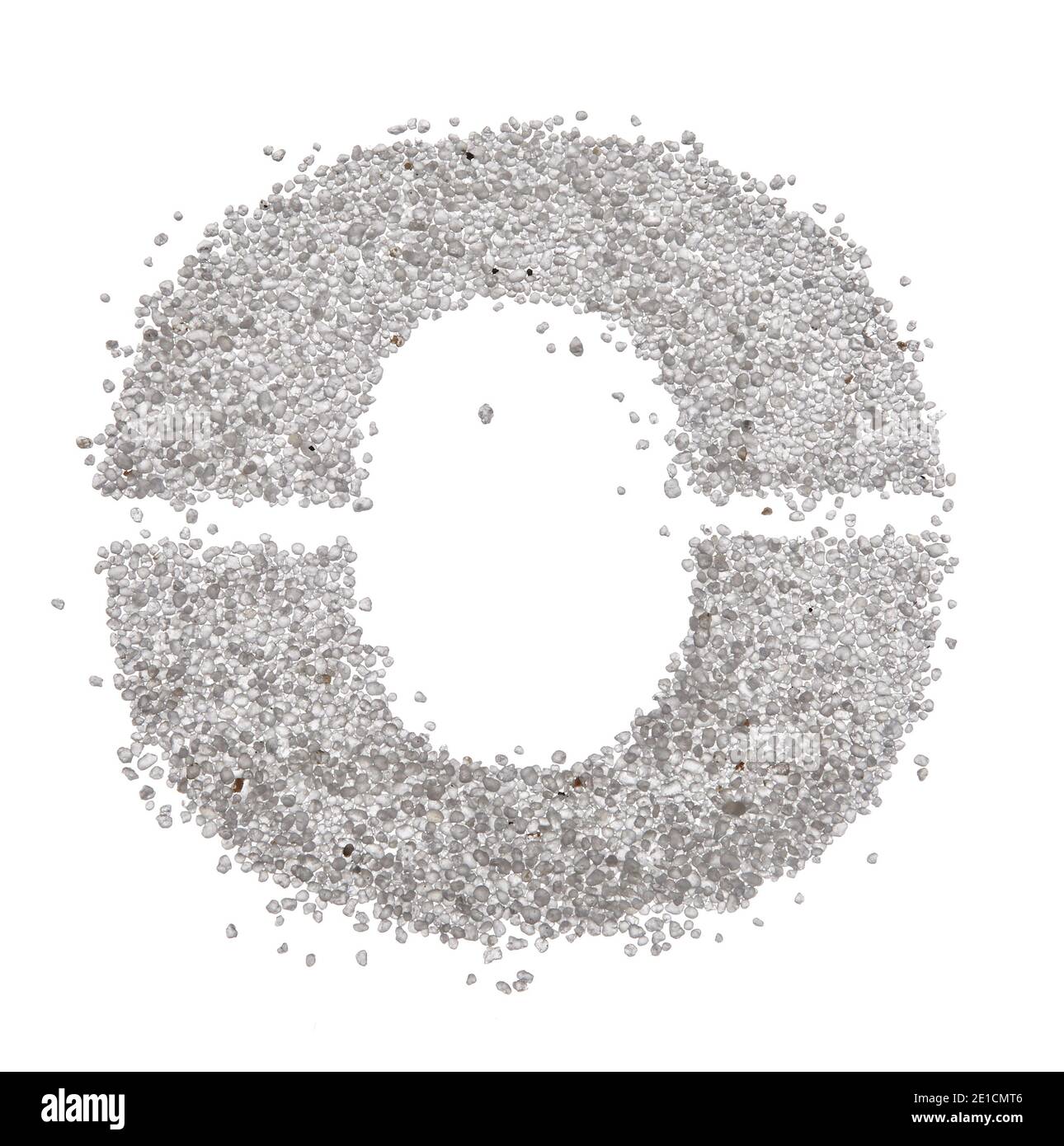 Sand letter O with hard edge photographed on a white background Stock ...