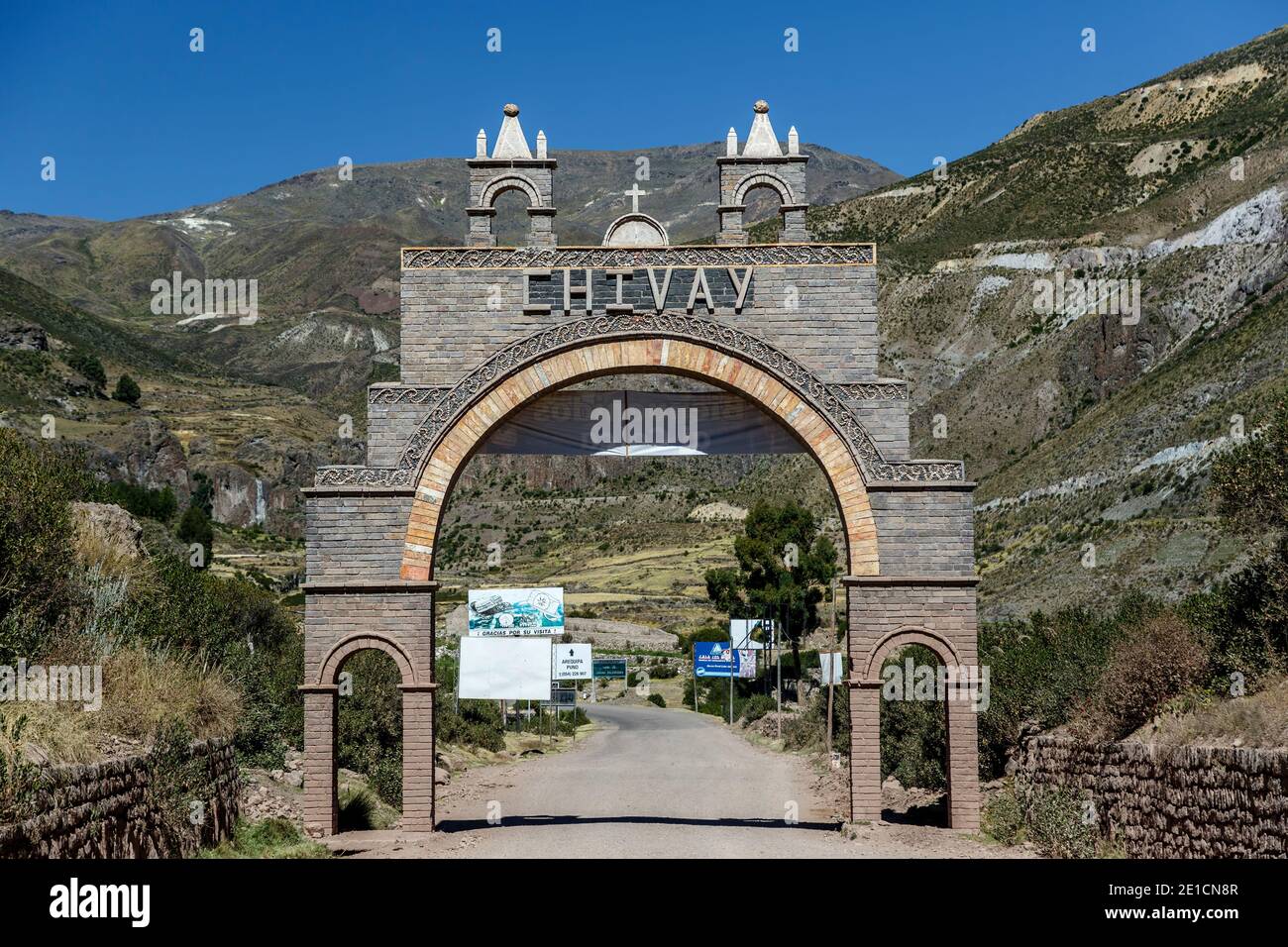 Entrance arch, Chivay, Colca Canyon, Arequipa, Peru Stock Photo - Alamy