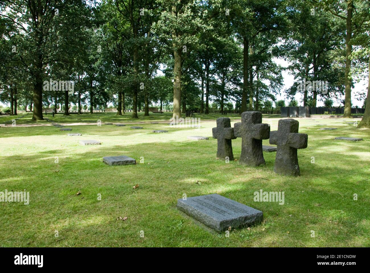 Stone crosses mark the graves of German soldiers at the German World ...