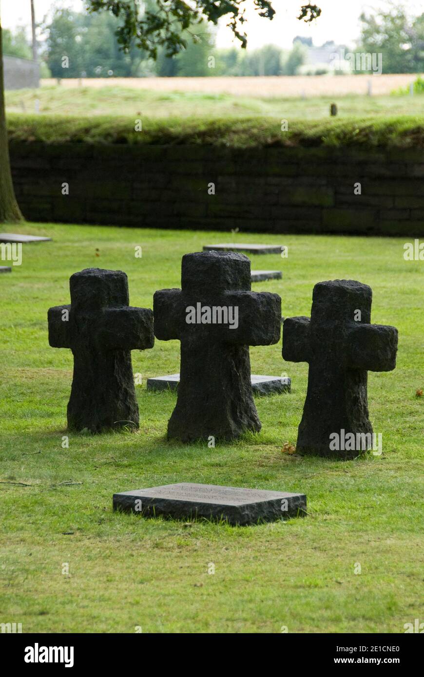Stone crosses mark the graves of German soldiers at the German World ...