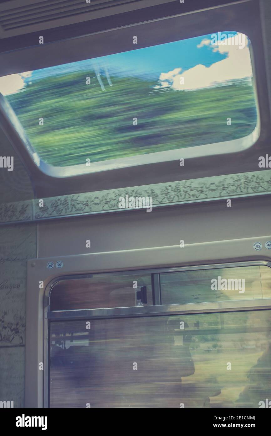 Moving train window view hi-res stock photography and images - Alamy