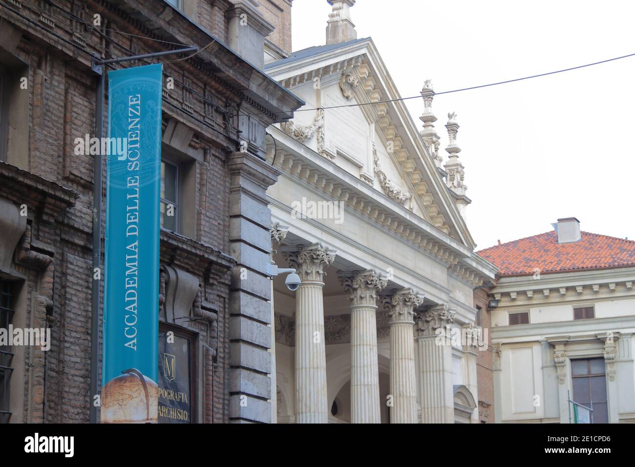 Turin, Italy - september 2020: entrance to the Academy of Sciences and ...