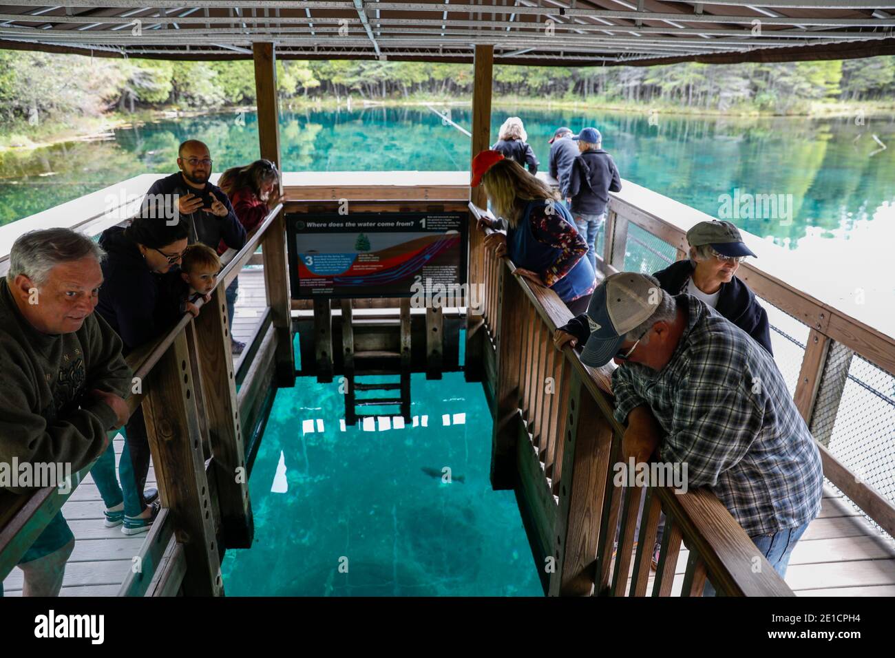 A view of Kitch-iti-kipi, Michigan's largest natural freshwater spring ...