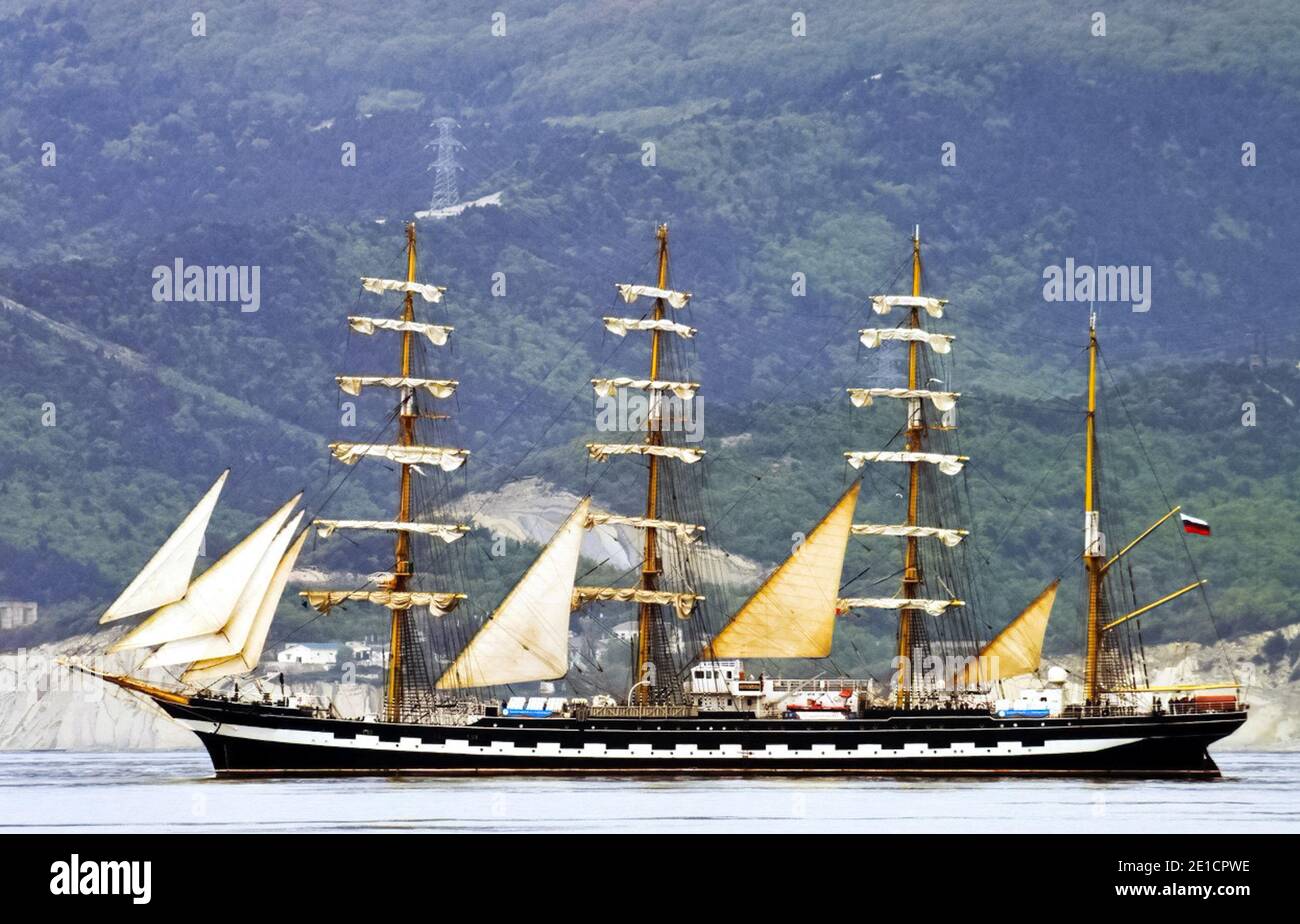 Sailing ship at sea. Ship with sails Stock Photo - Alamy