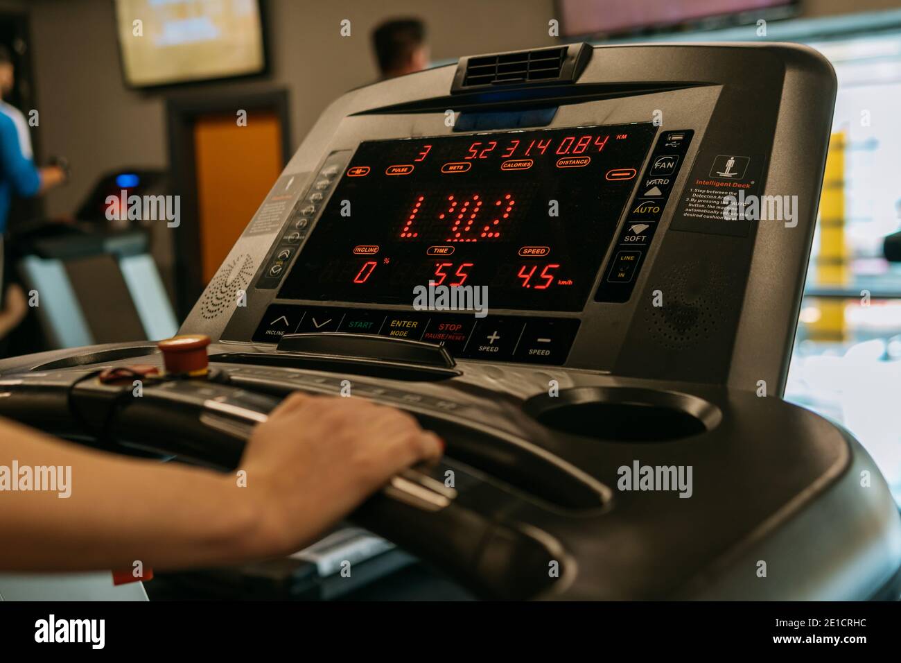 Close up of the treadmill dashboard in the gym Stock Photo - Alamy