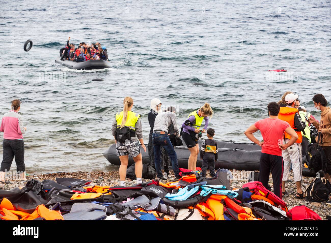 Syrian migrants fleeing the war and escaping to Europe, landing on the ...