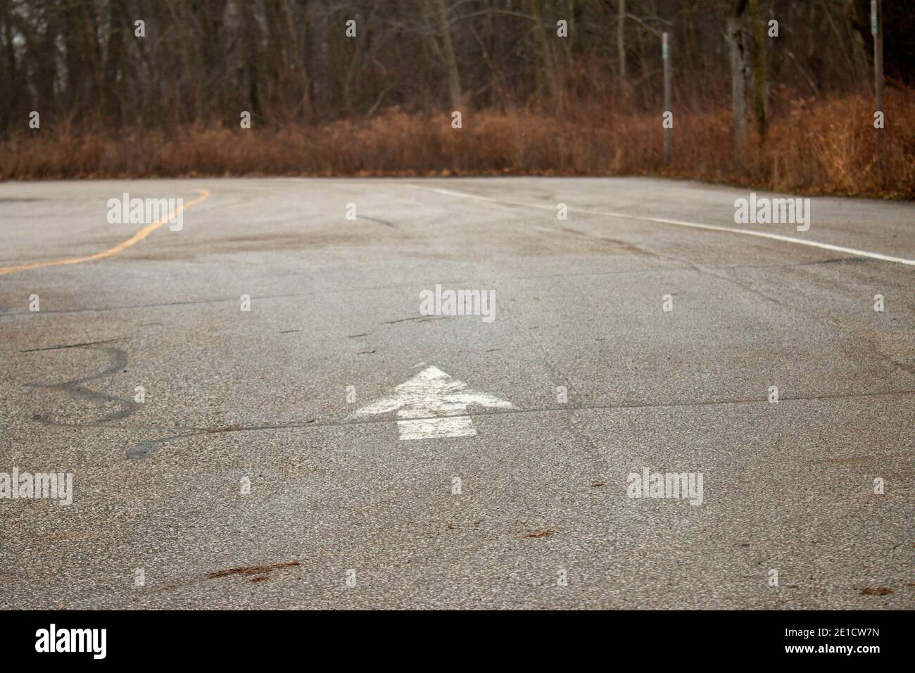 An arrow on the ground leading forward, concept of the right way ...