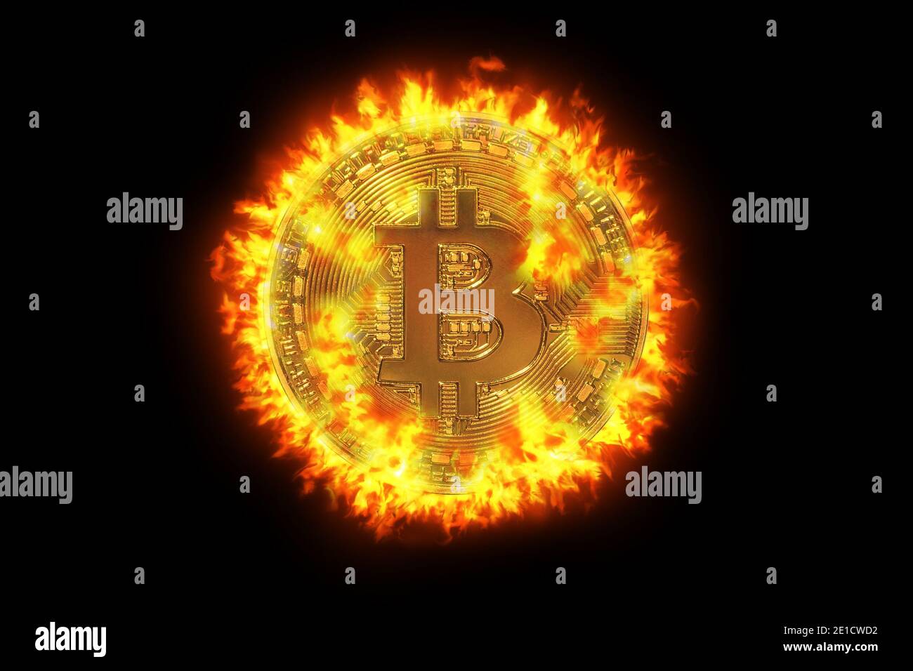 HOT golden bitcoin crypto-currency with BIT symbol. Isolated on BLACK ...