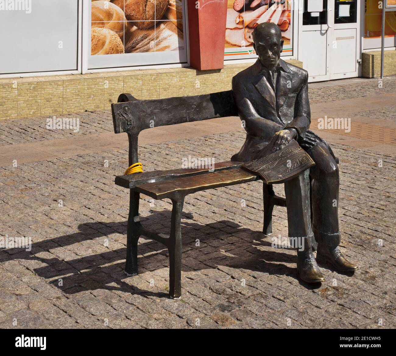 Bench of Robert Bartold at Warszawska street in Ciechanow. Poland Stock ...