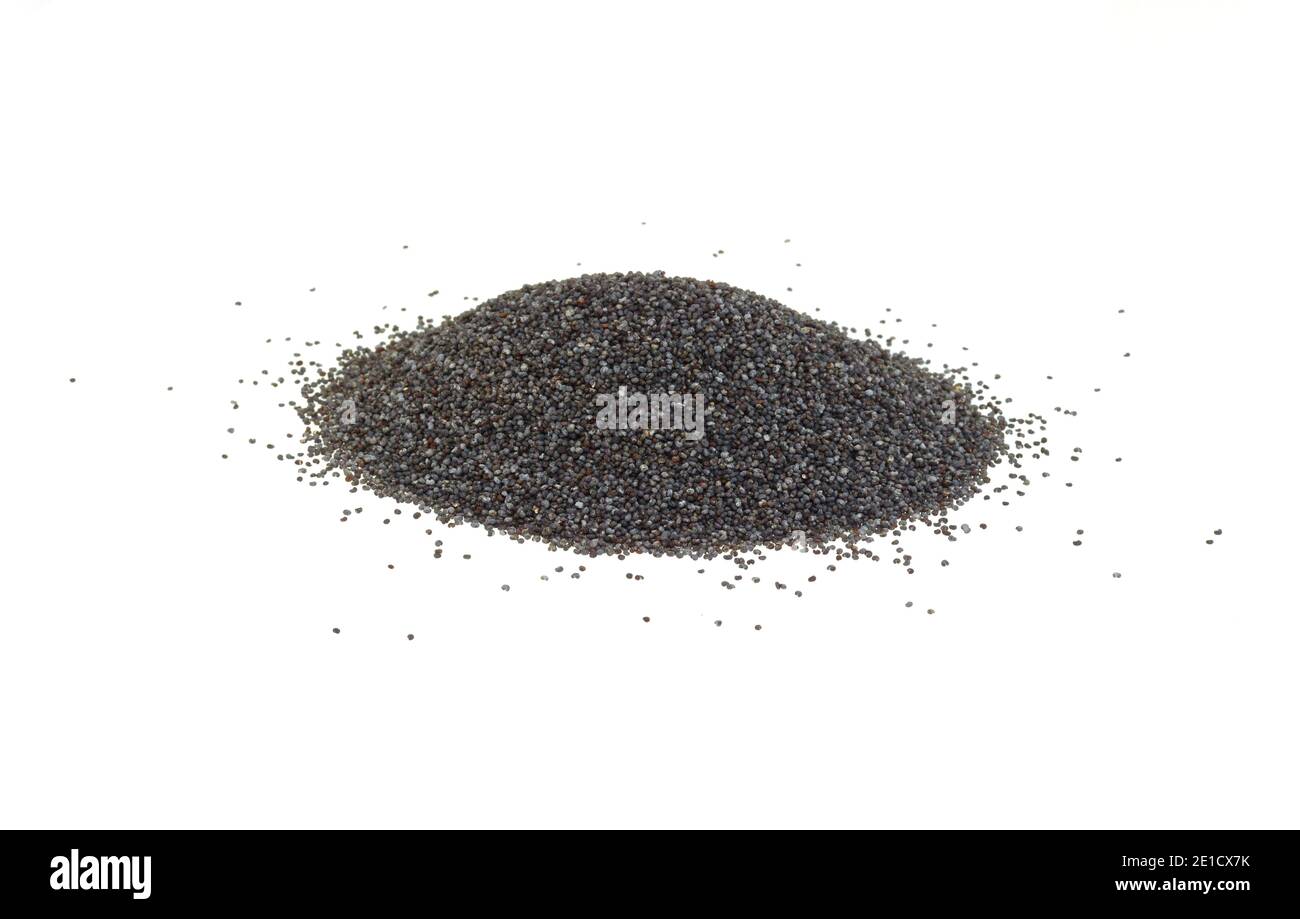 Poppy seeds isolated on white background. Heap of dry poppy seeds Stock ...