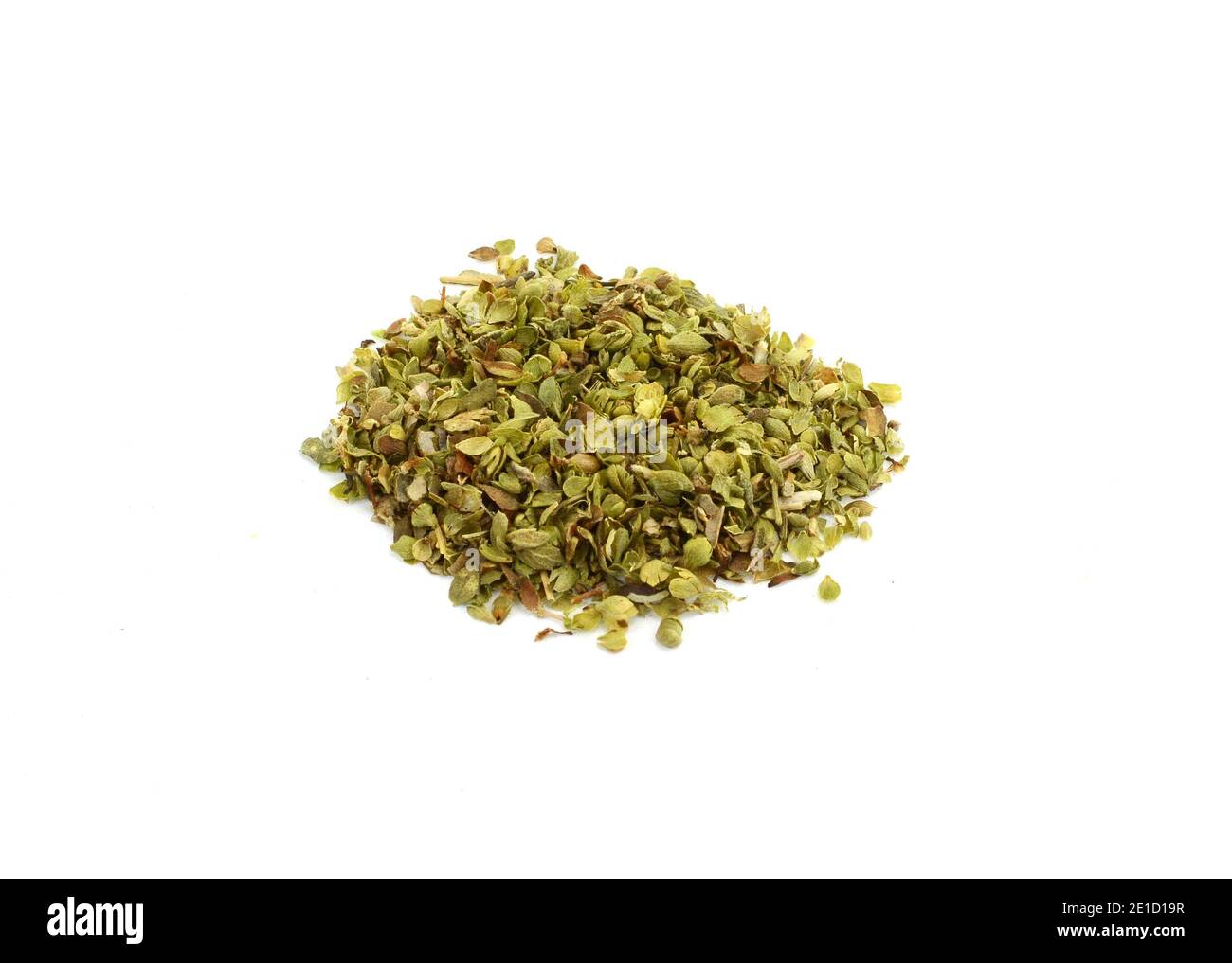 Pile of dried oregano isolated on white. Pile of dried oregano leaves ...
