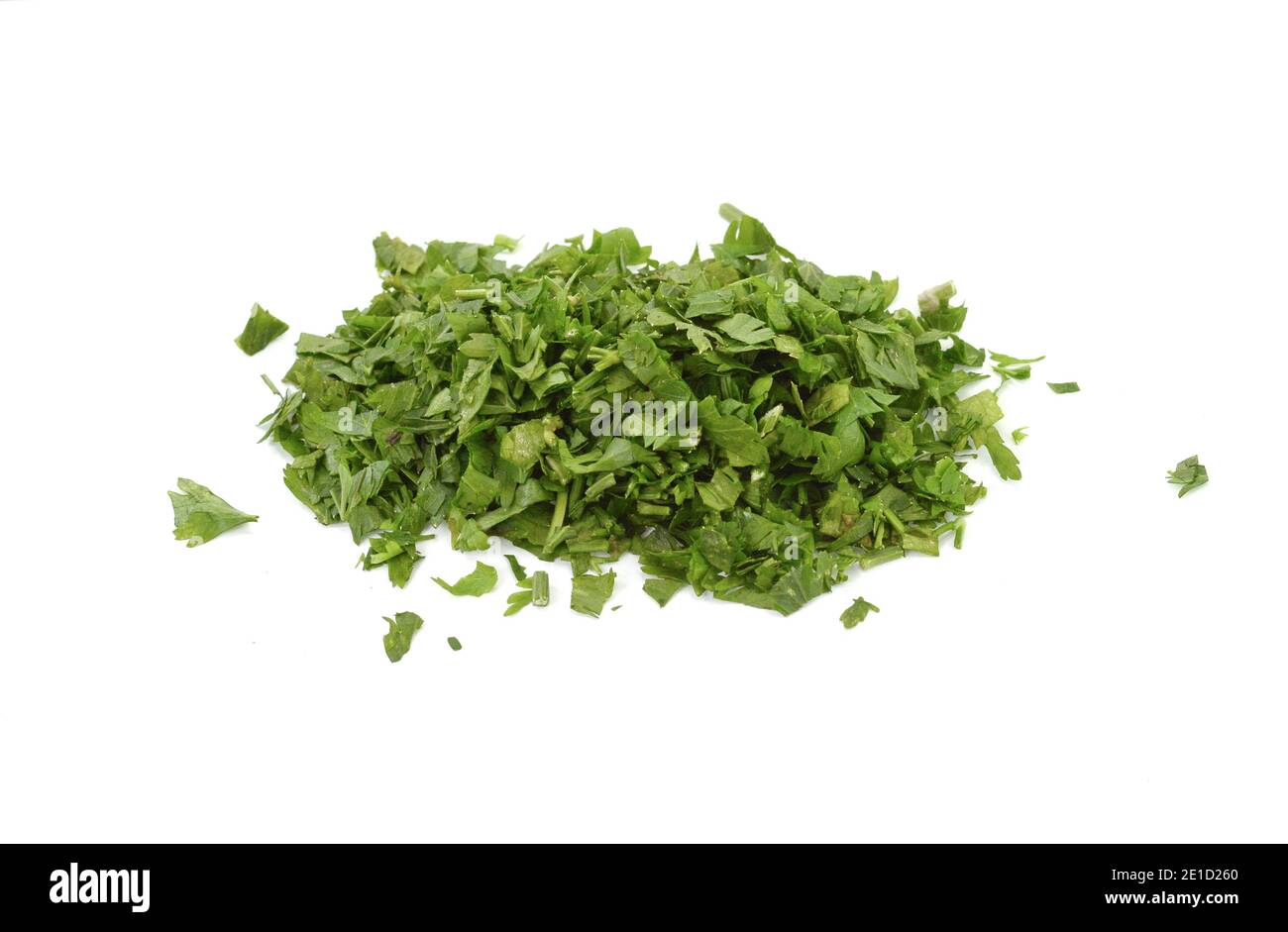 Fresh green chopped parsley leaves isolated on white background and ...