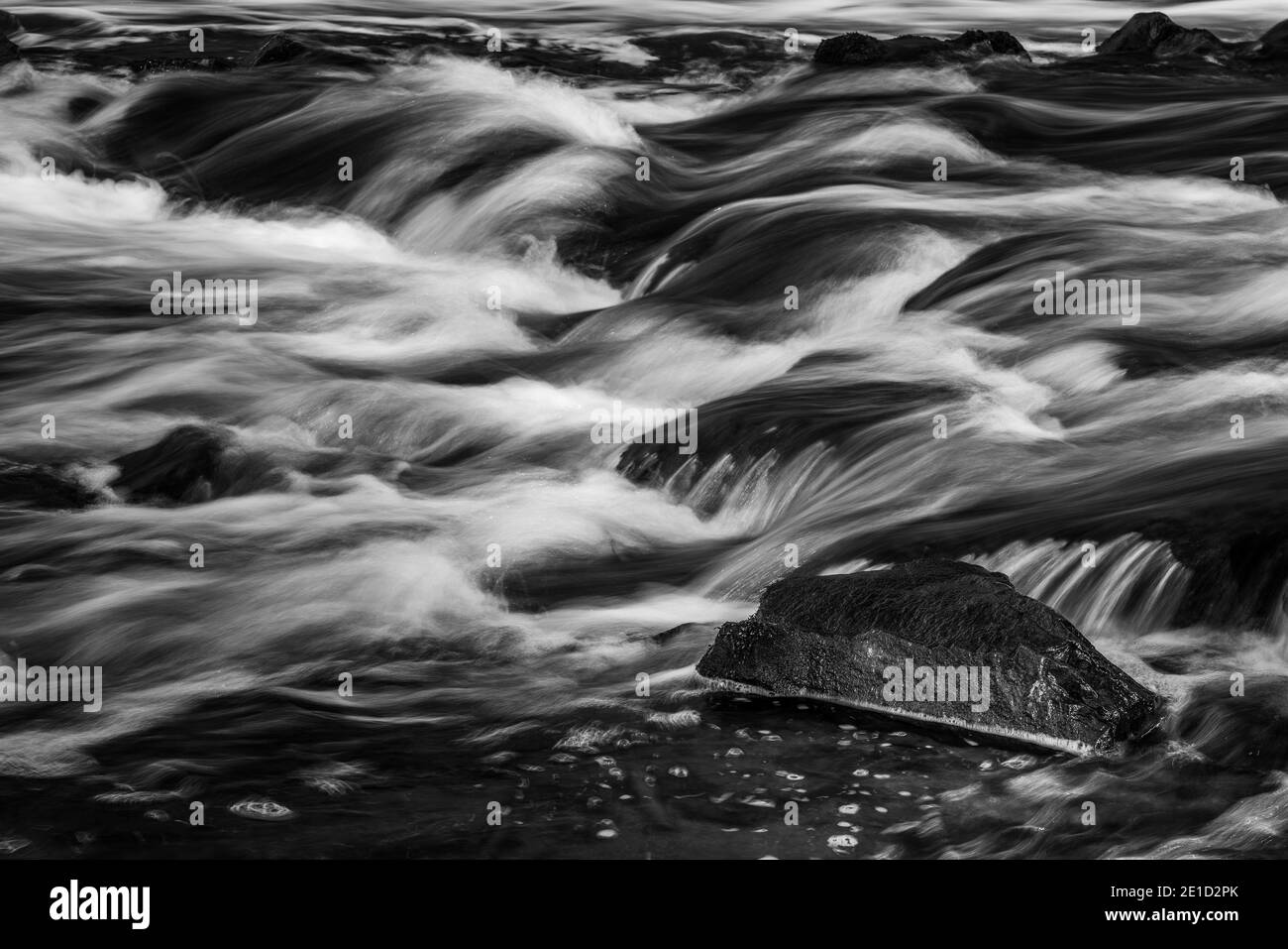 long exposure of a river, black and white Stock Photo - Alamy