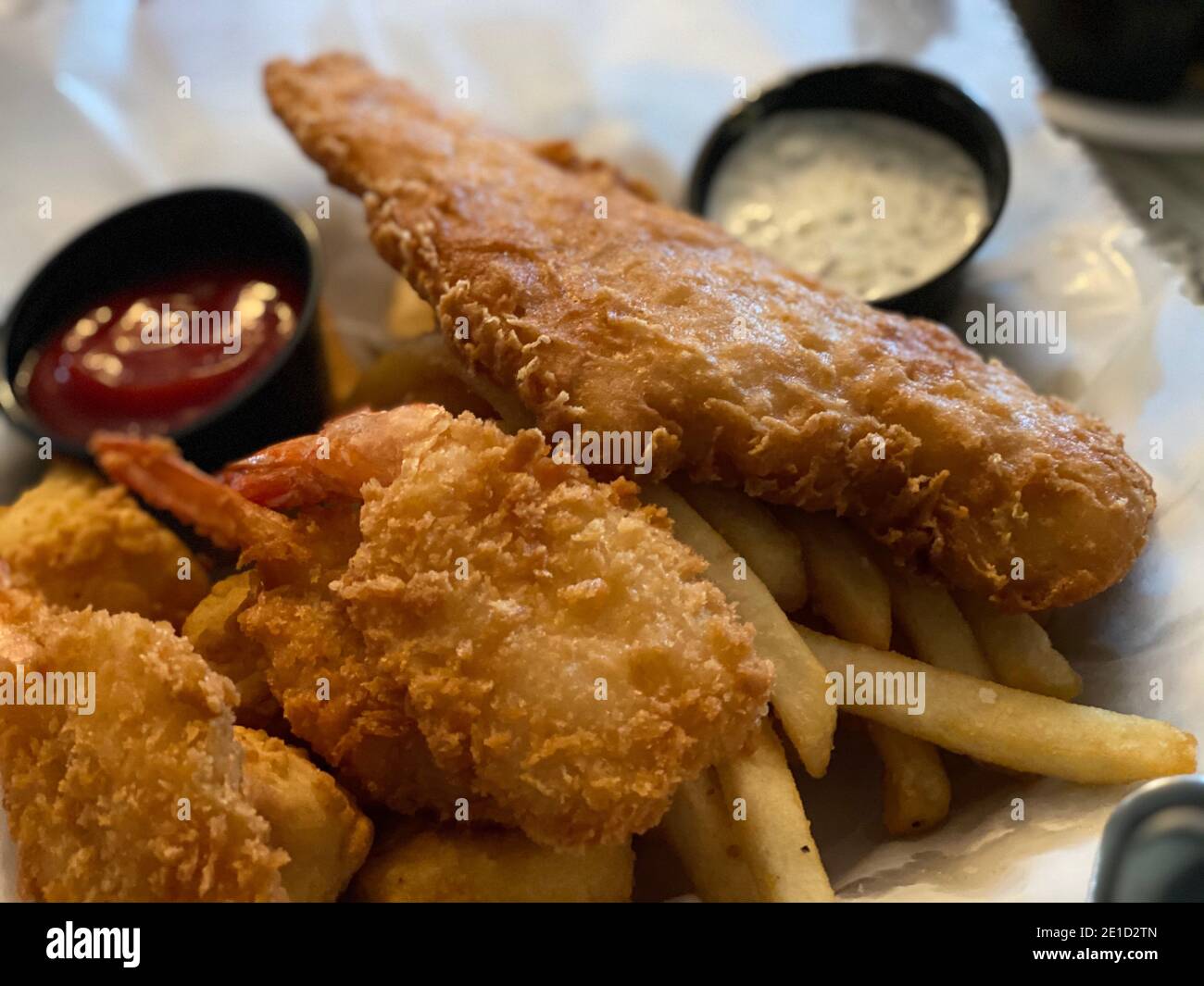 Shrimp Chicken fried combo meal Stock Photo - Alamy