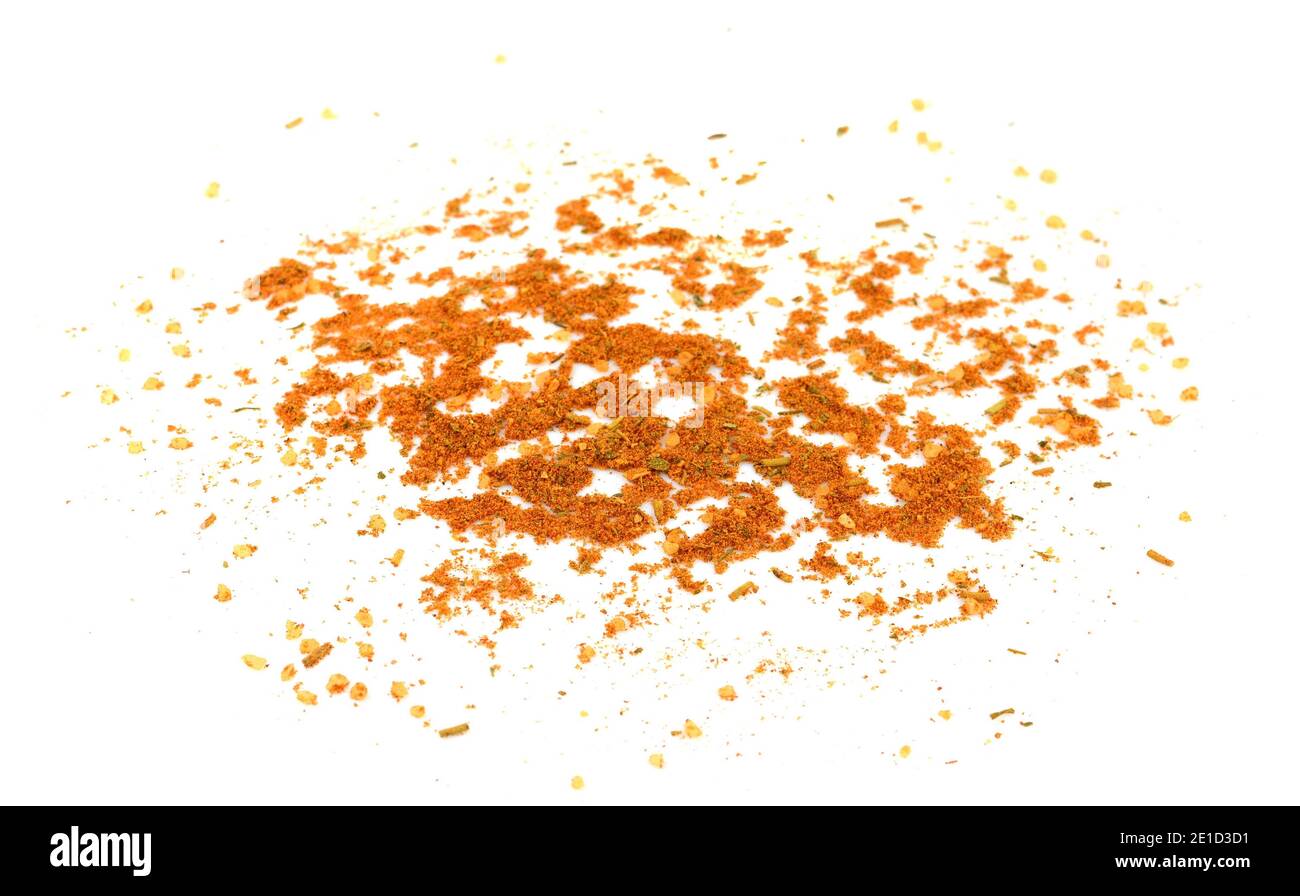 Grounded spice ingredient of dry mix vegetables isolated on white ...