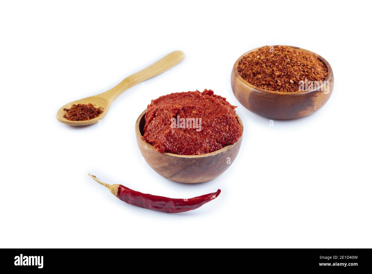 Turkish style pepper paste (biber salcasi). Wooden bowl with red sauce ...