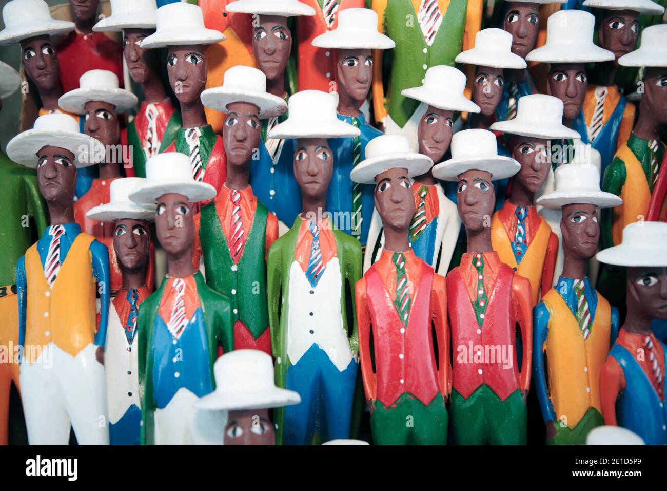 Carved wooden people with hats, Grahamstown, Eastern Cape, South Africa ...