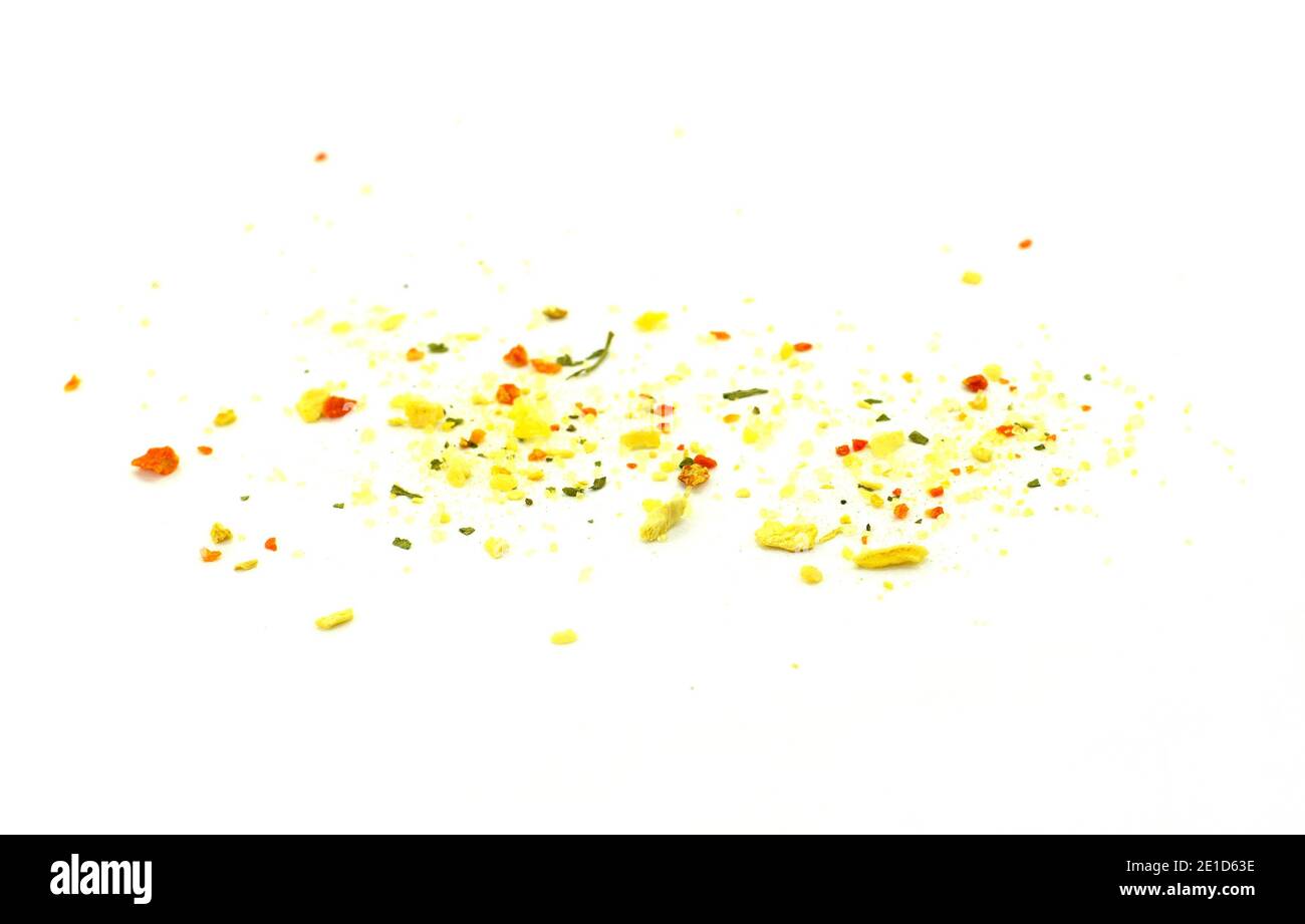 Grounded spice ingredient of dry mix vegetables isolated on white ...