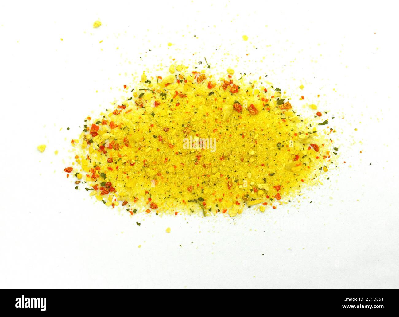 Grounded spice ingredient of dry mix vegetables isolated on white ...