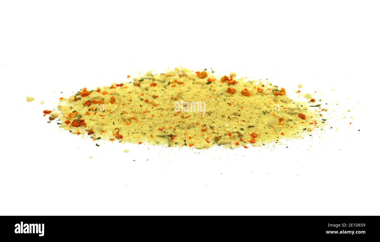 Grounded spice ingredient of dry mix vegetables isolated on white ...