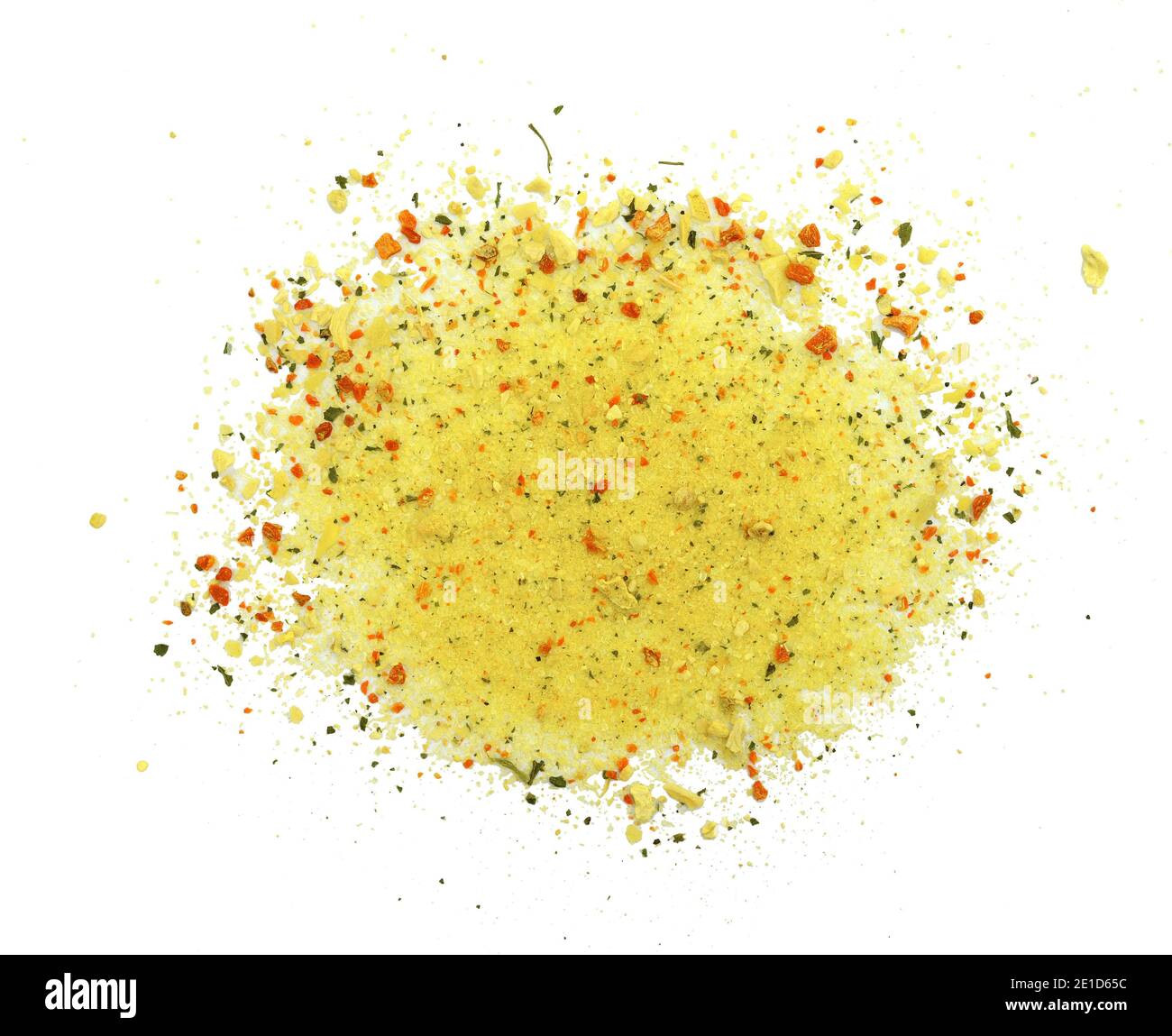 Grounded spice ingredient of dry mix vegetables isolated on white ...