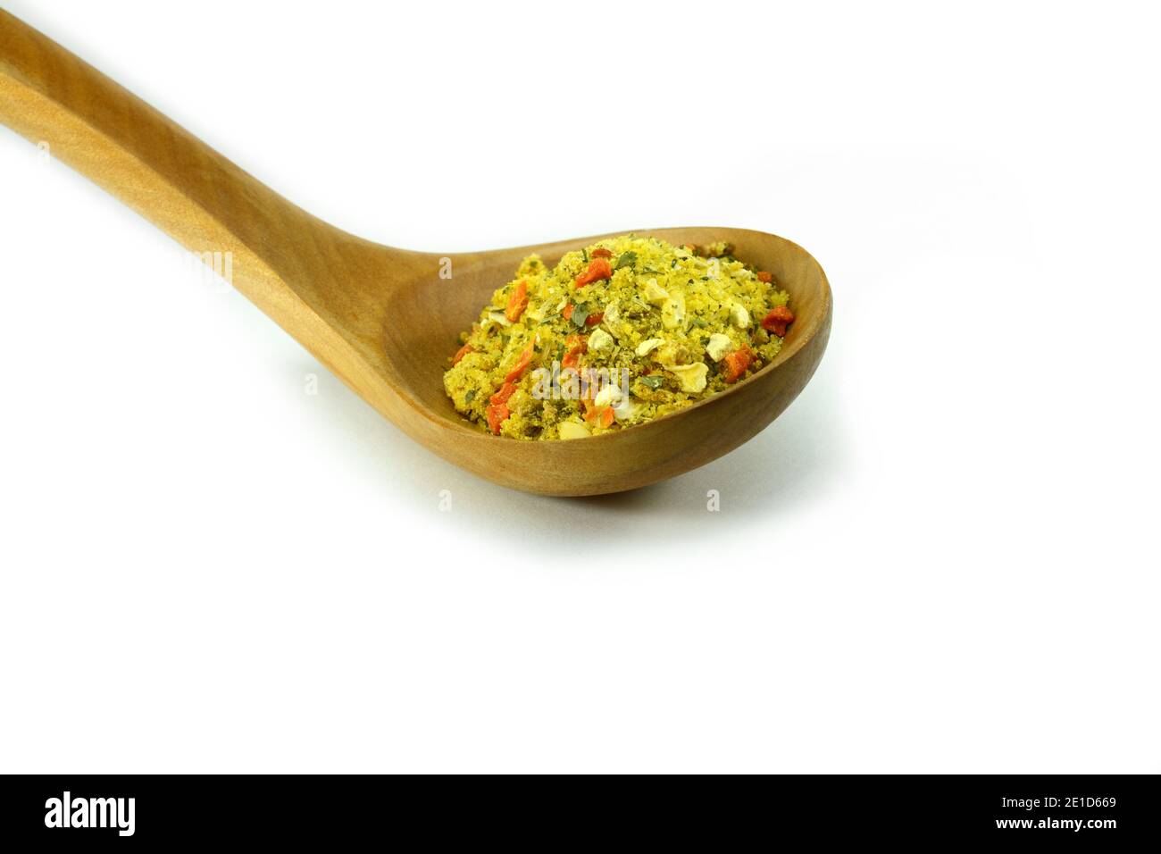 Grounded spice ingredient of dry mix vegetables isolated on white ...