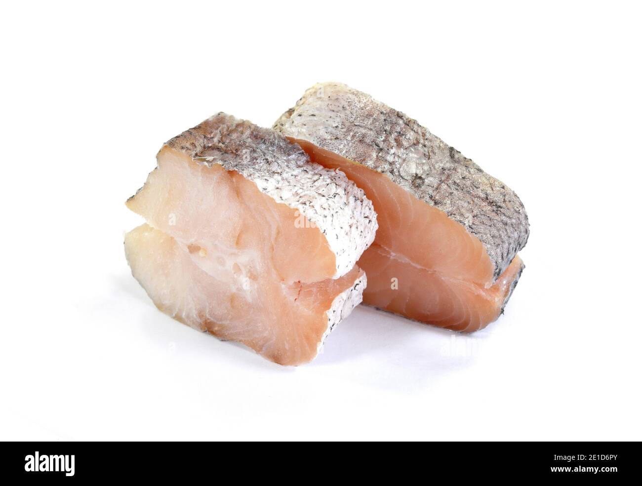 Fresh hake slice isolated over white background Stock Photo - Alamy