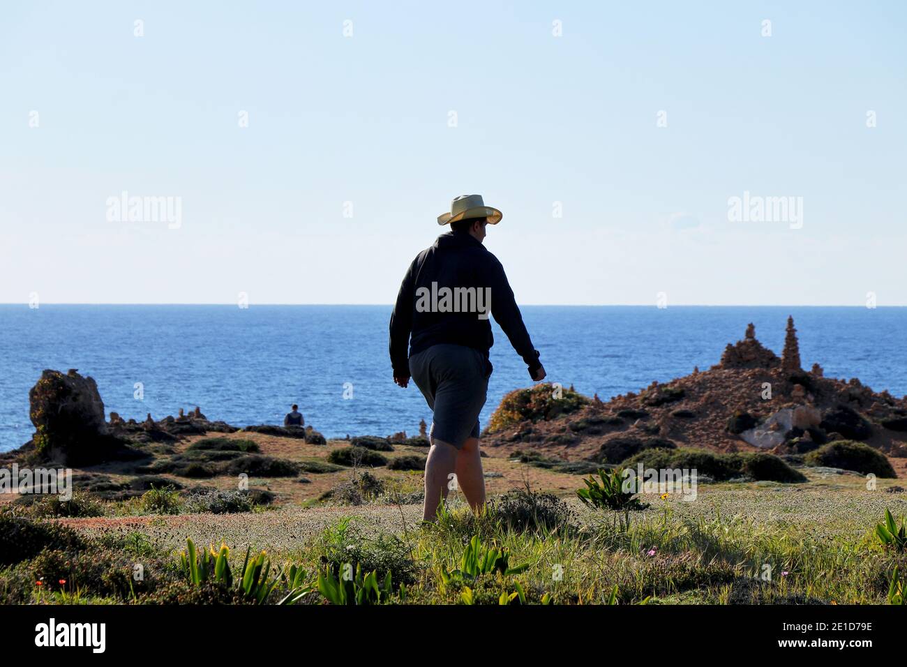 Czech tourist is walking in archaeological park in Pafos, Cyprus. In ...