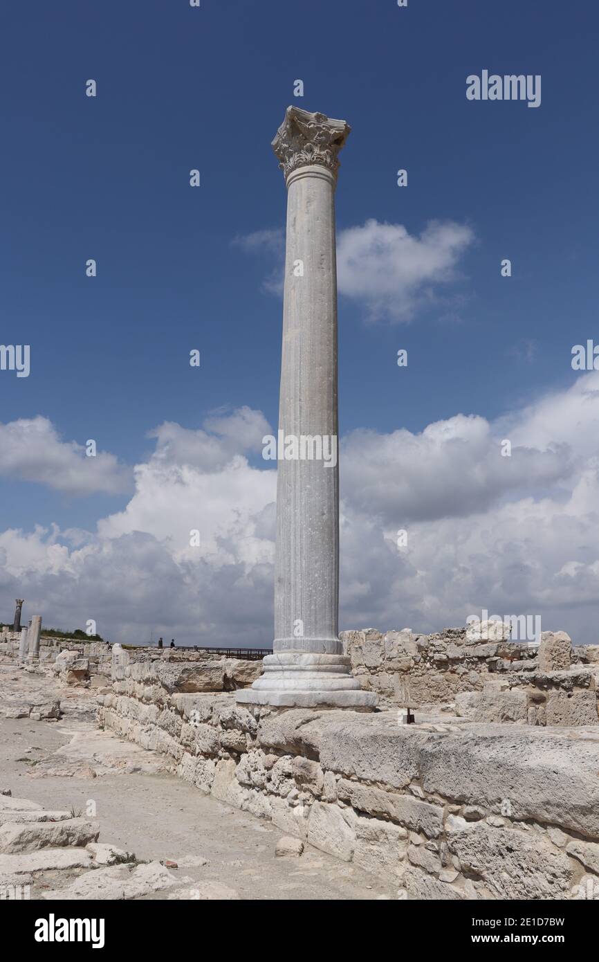 Historical rome pillar in Ancient Kourion, famous destination on Cyprus ...