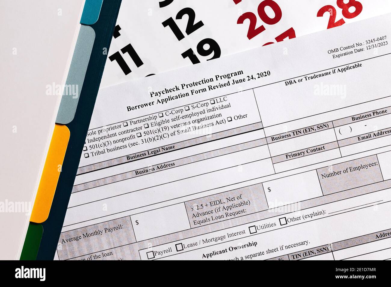 paycheck protection program second draw. borrower application form ...