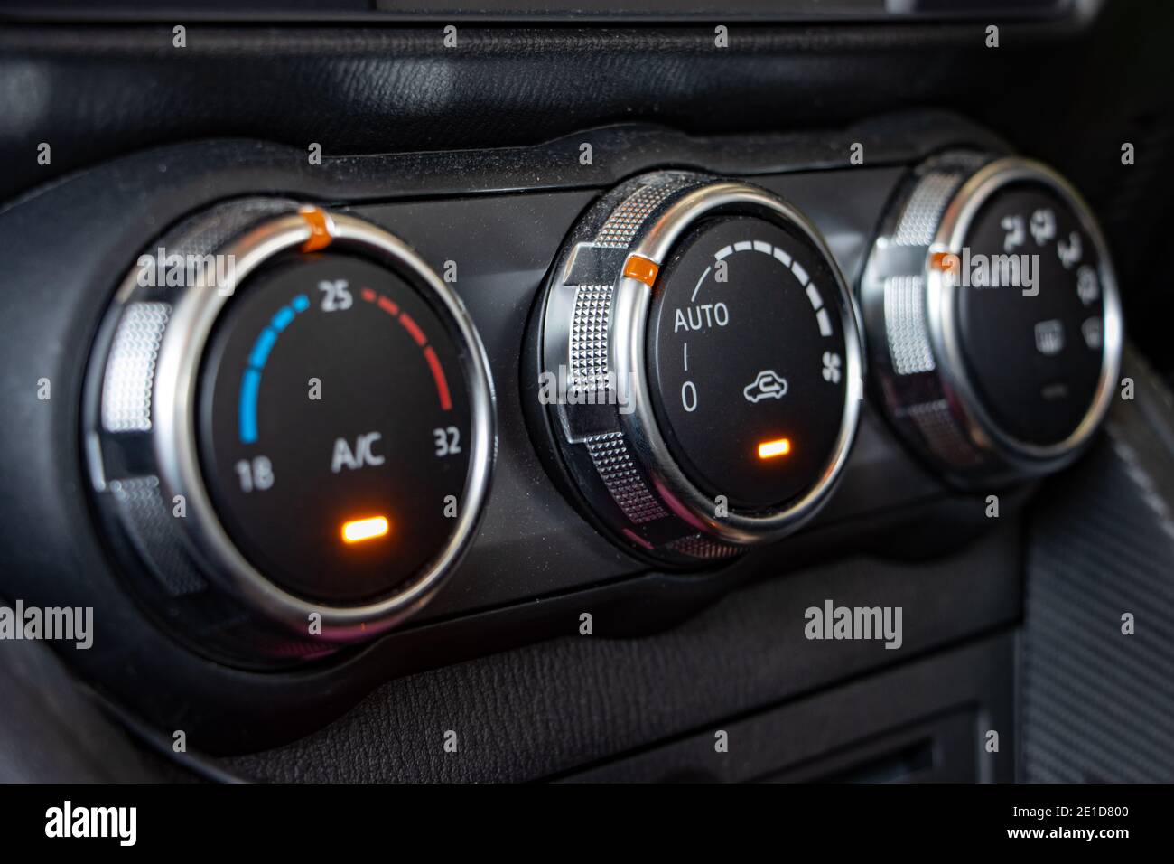 Air conditioning controls on the car dashboard. Close up car ...