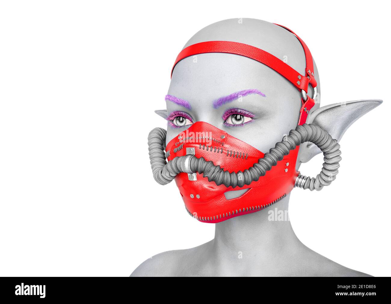 blue elf side portrait with copy space in white background, 3d ...