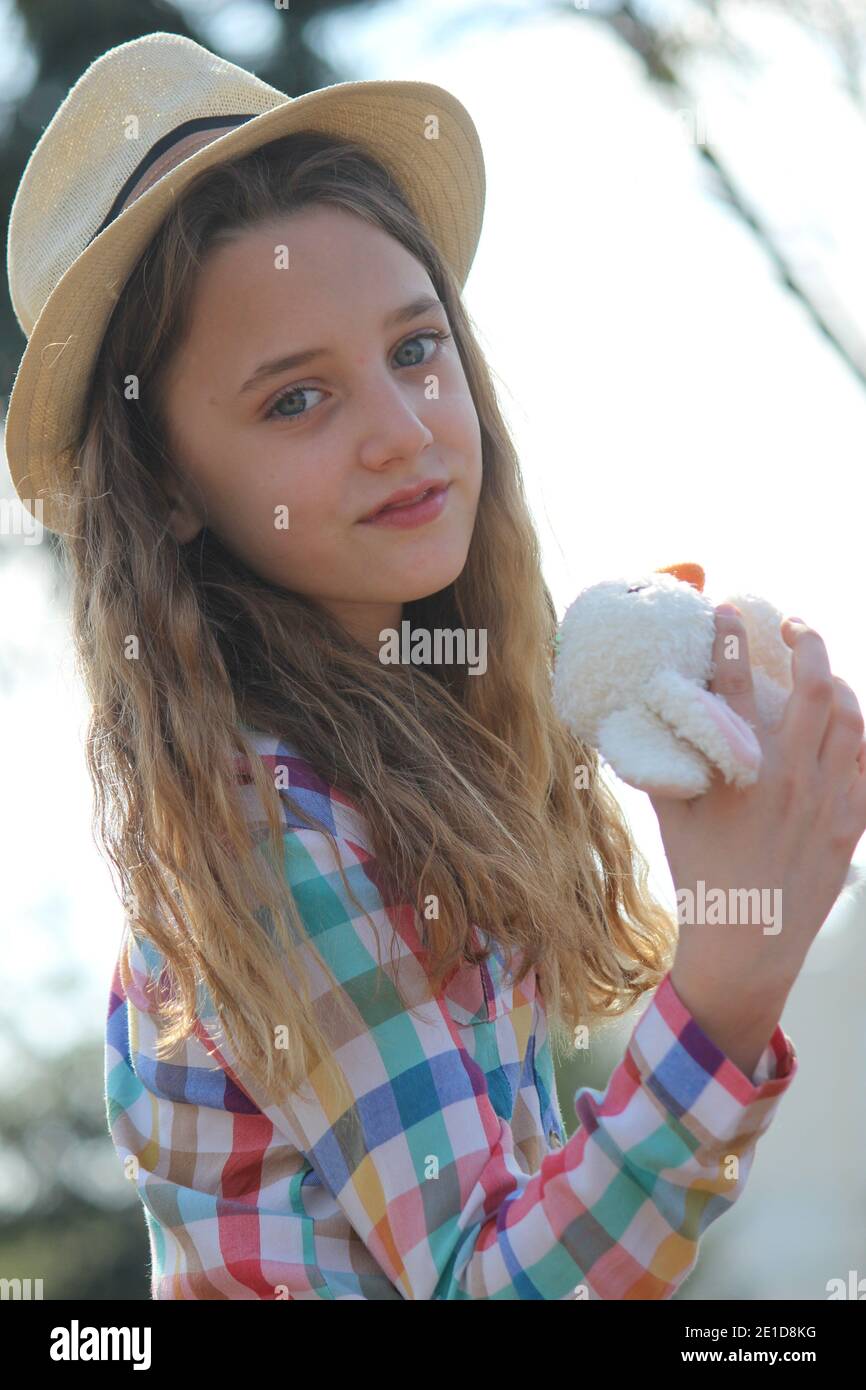 Girl and rabbit hi-res stock photography and images - Alamy