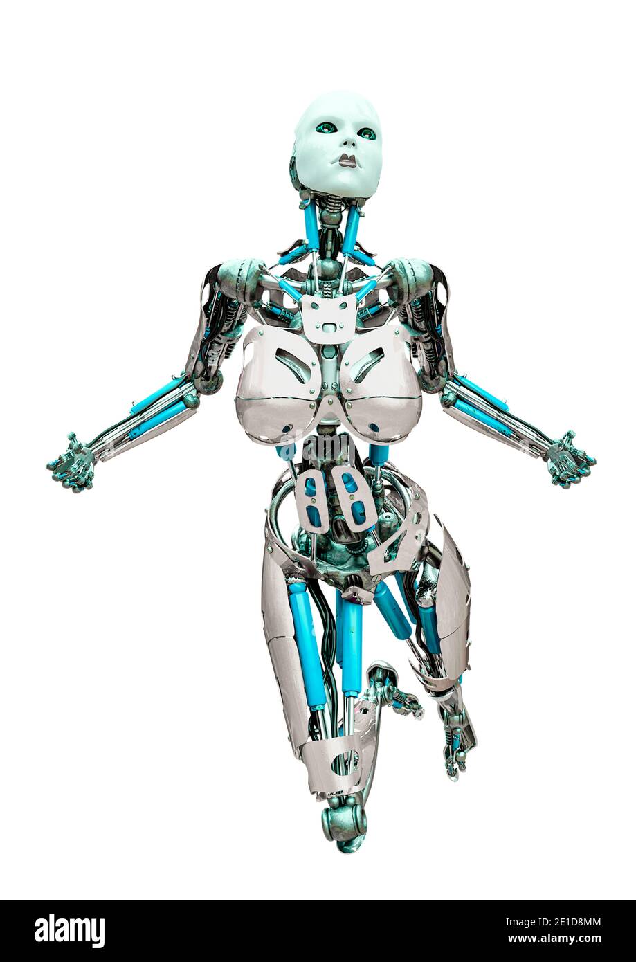 cyborg girl comic pose three, 3d illustration Stock Photo - Alamy