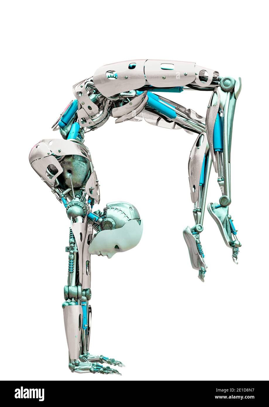 cyborg girl somersault pose, 3d illustration Stock Photo - Alamy