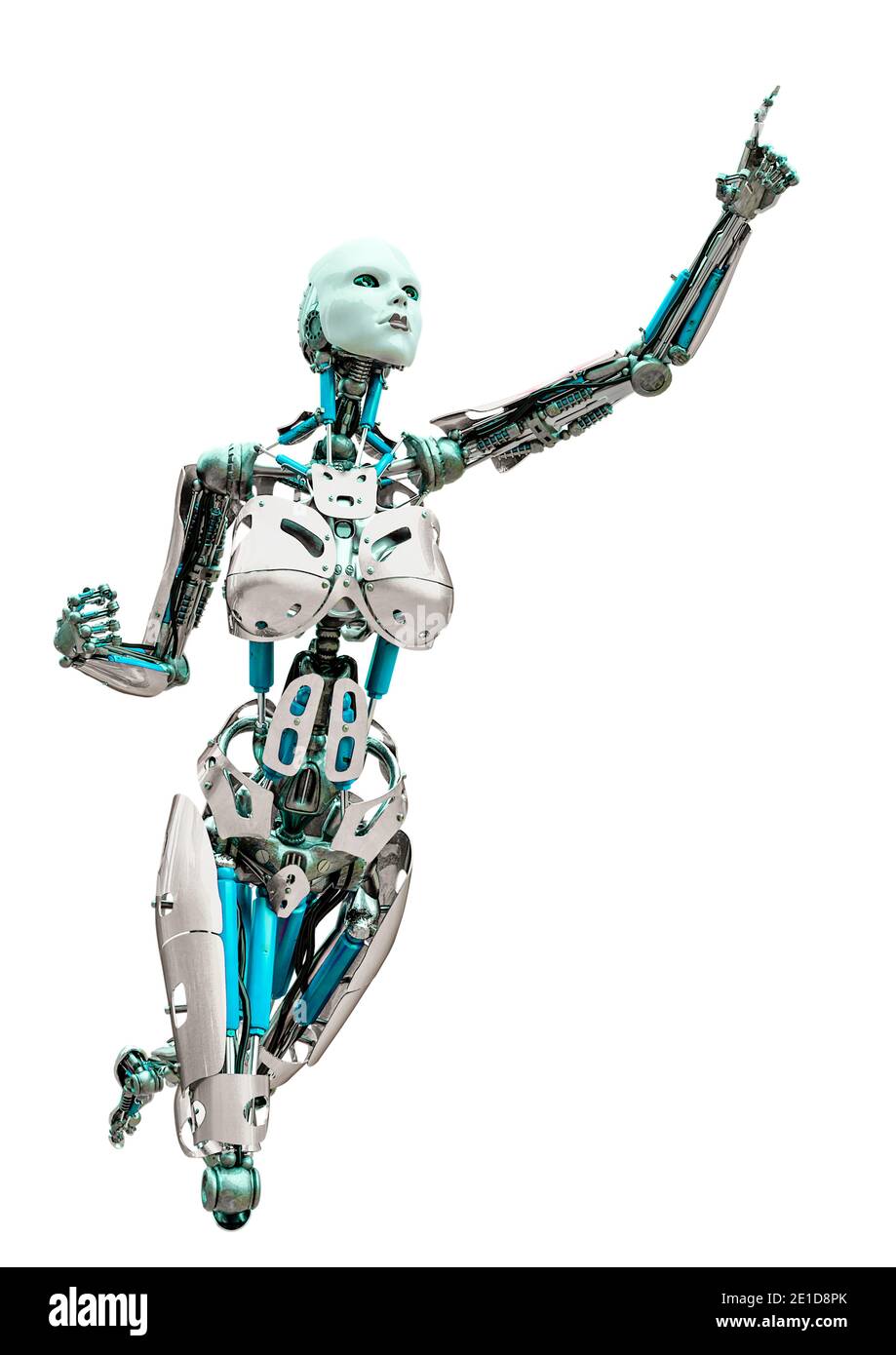 cyborg girl comic pose four, 3d illustration Stock Photo - Alamy