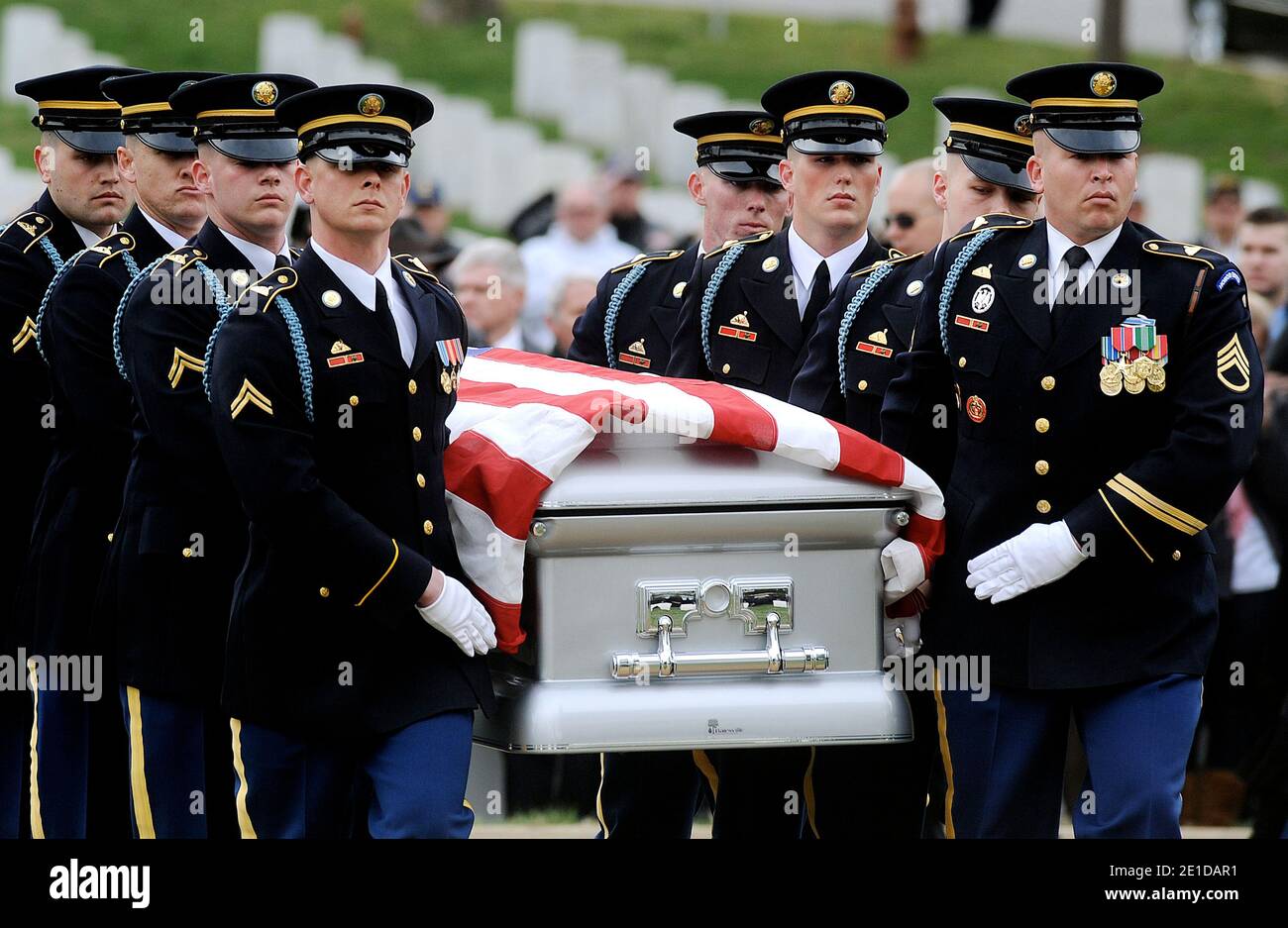 The casket of U.S. Army Corporal Frank Buckles arrives at the gravesite ...