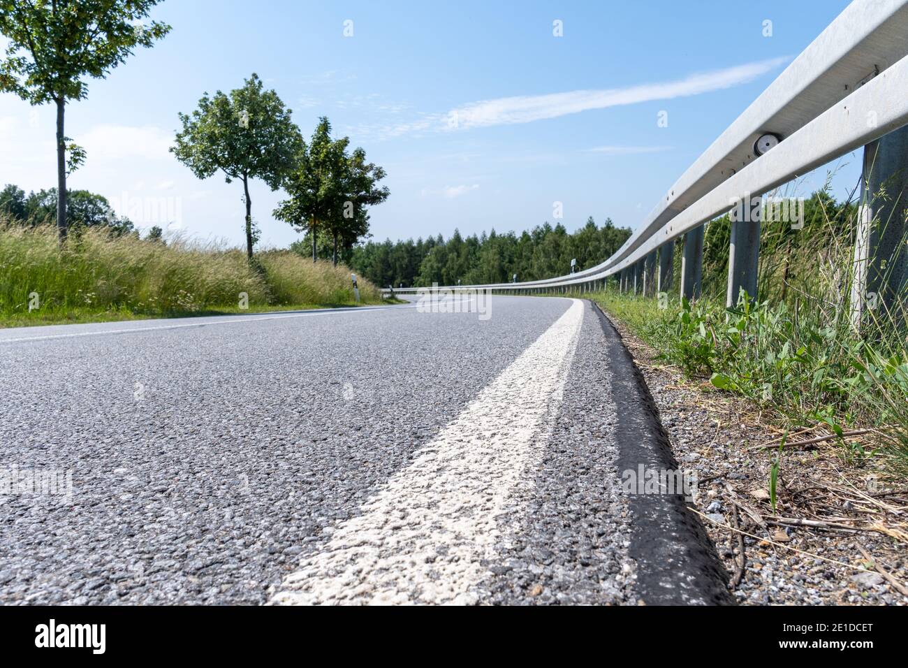 curve road and the guardrail Stock Photo - Alamy