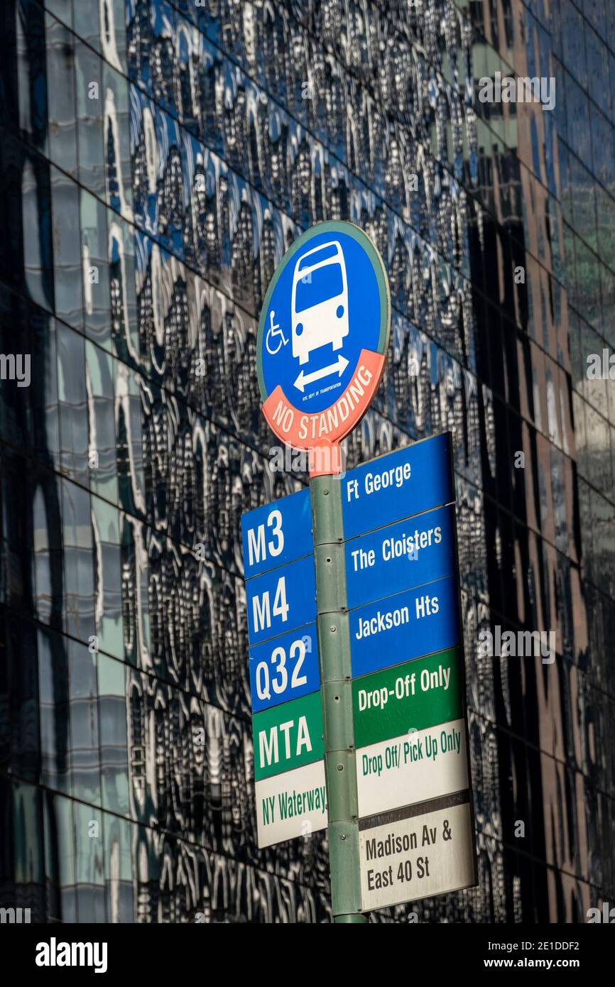 Bus Stop informational sign is located at E. 40th Street on Madison ...
