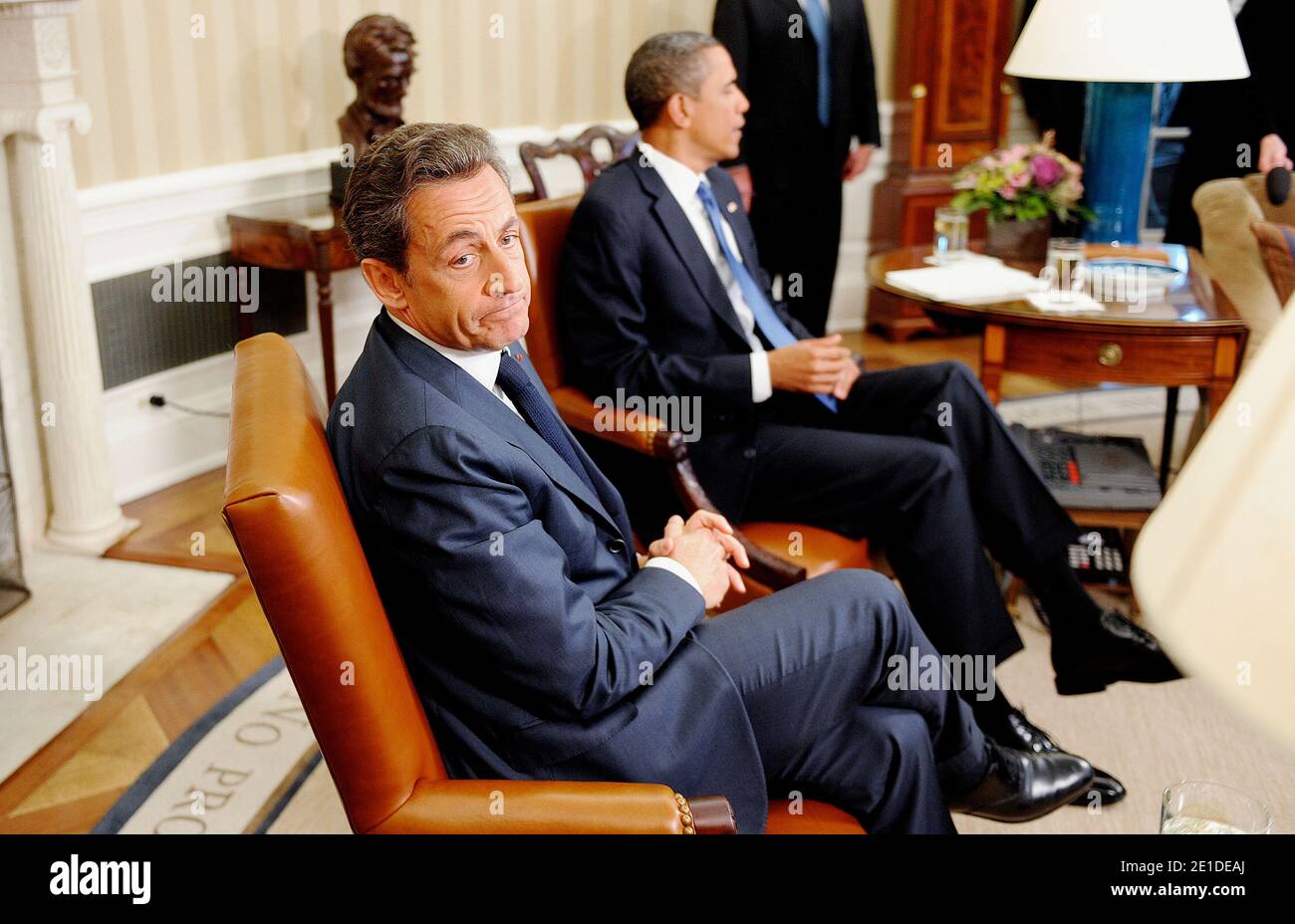 U.S. President Barack Obama meets with French President Nicolas Sarkozy ...