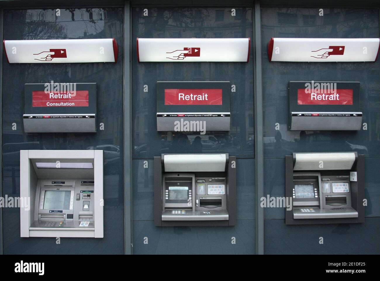 ATMs at a Societe Generale bank in Paris, France, on Juanuary 4, 2011 ...