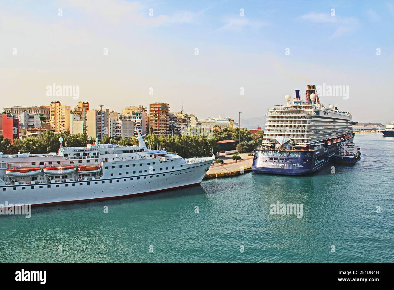 Harbor with Docked Cruise Ships in Piraeus, Athens, Greece Stock Photo ...