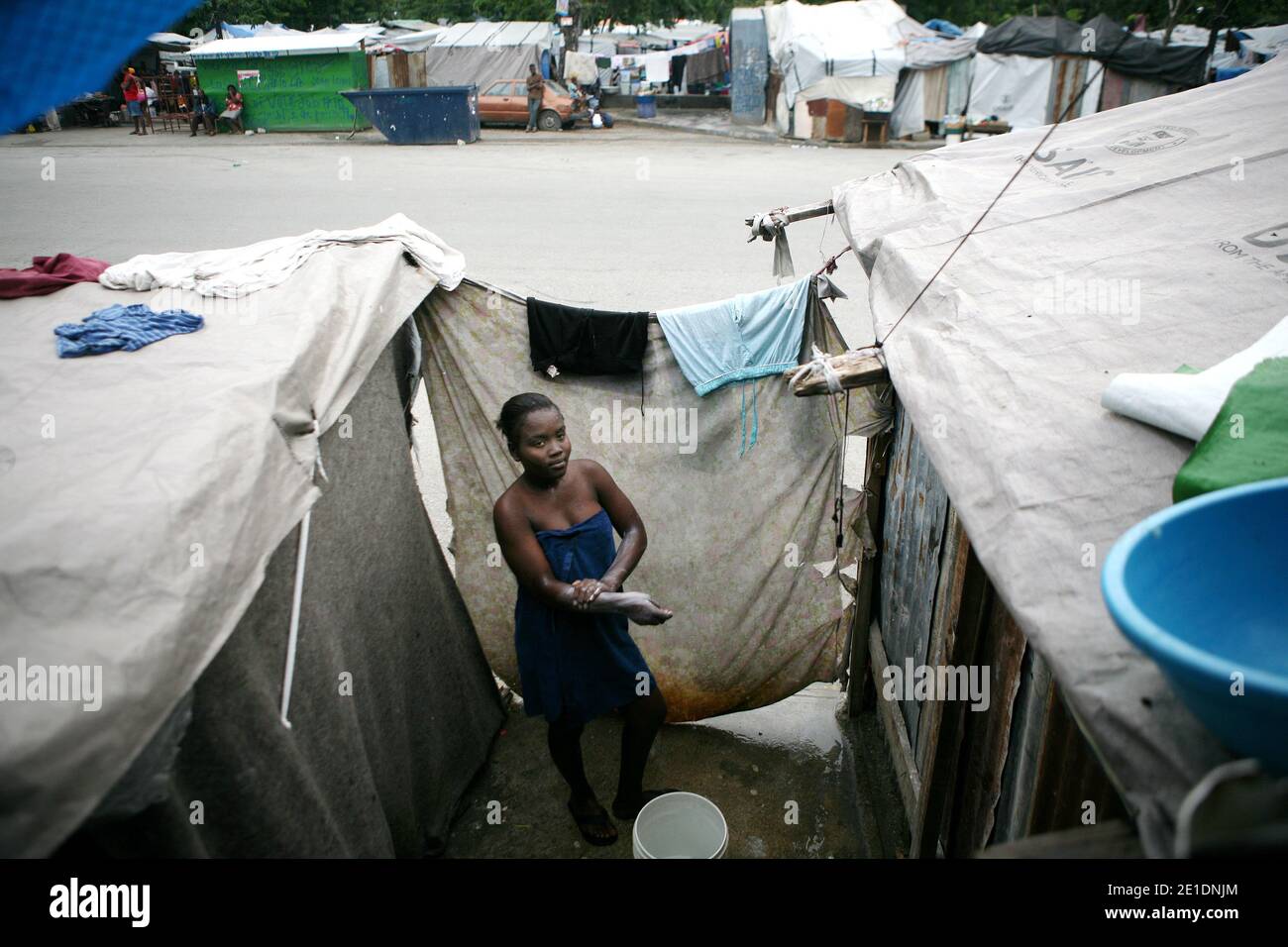 Emanella, 18, is having her shower. It is very difficult for the girls ...