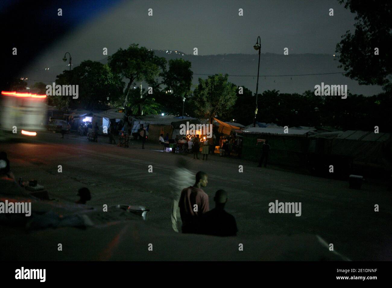 Night atmosphere at Champ-de-Mars refugee camp in Port-au-Prince, Haiti ...