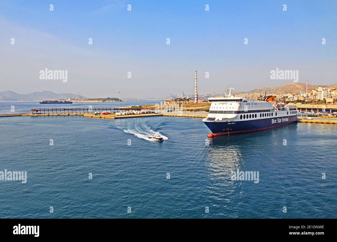 Harbor With Tugboat and Ferry Docked in Piraeus, Athens, Greece Stock ...