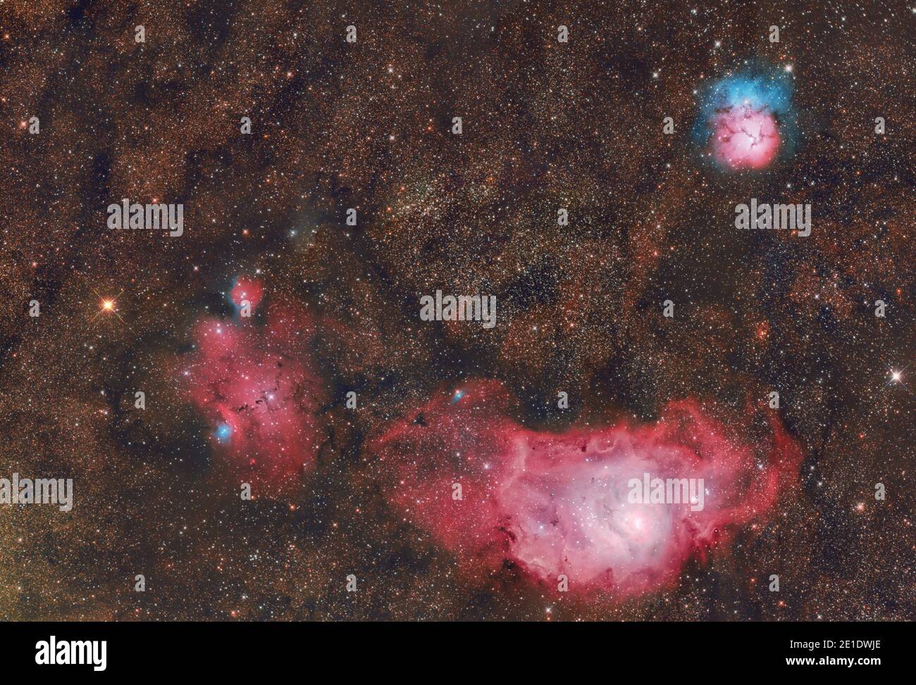 Lagoon and Trifid Nebulae Stock Photo - Alamy